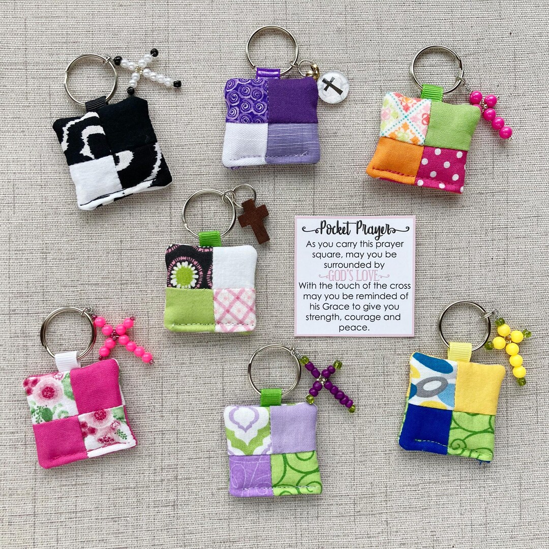 Prayer Square Keychain, Pocket Prayer, Bible Study Group Gifts, Quilted ...
