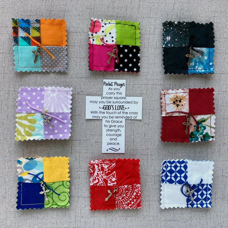 Pocket Prayer Quilt: Cotton Fabric With Cross Charm, Mother's Day Gift ...