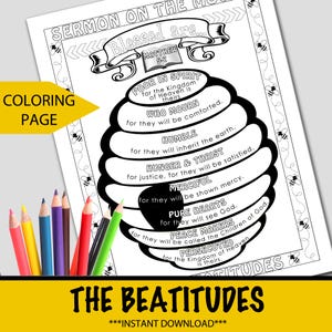 Beatitudes Coloring & Activity Page: Sermon on the Mount (PDF Download ...