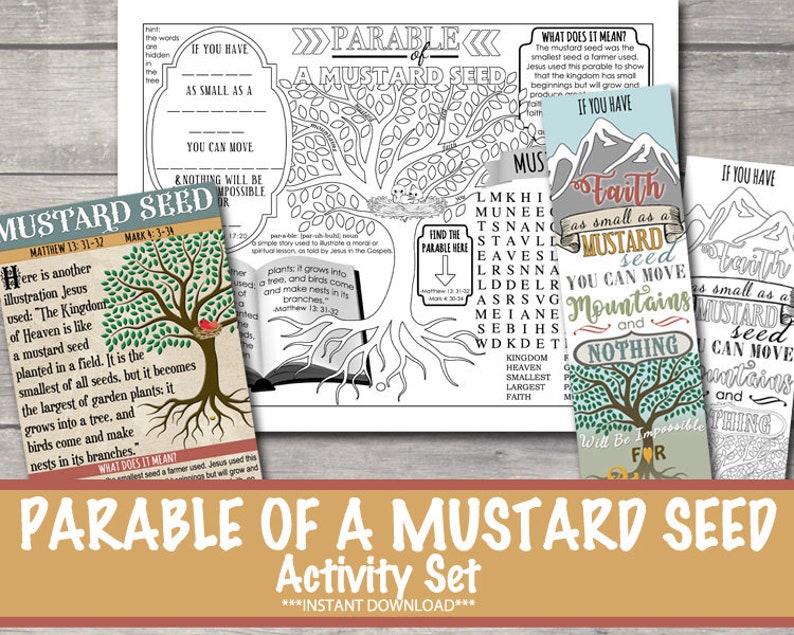 Mustard Seed Parable Activity Sheet & Bookmark (PDF Download) - Etsy