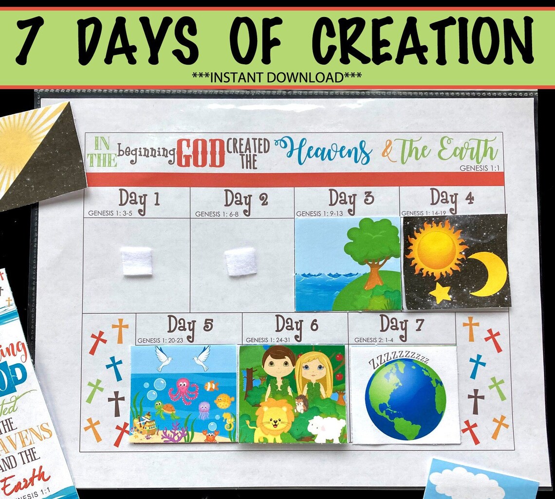 7 Days of Creation Activity Worship Activities for Kids - Etsy