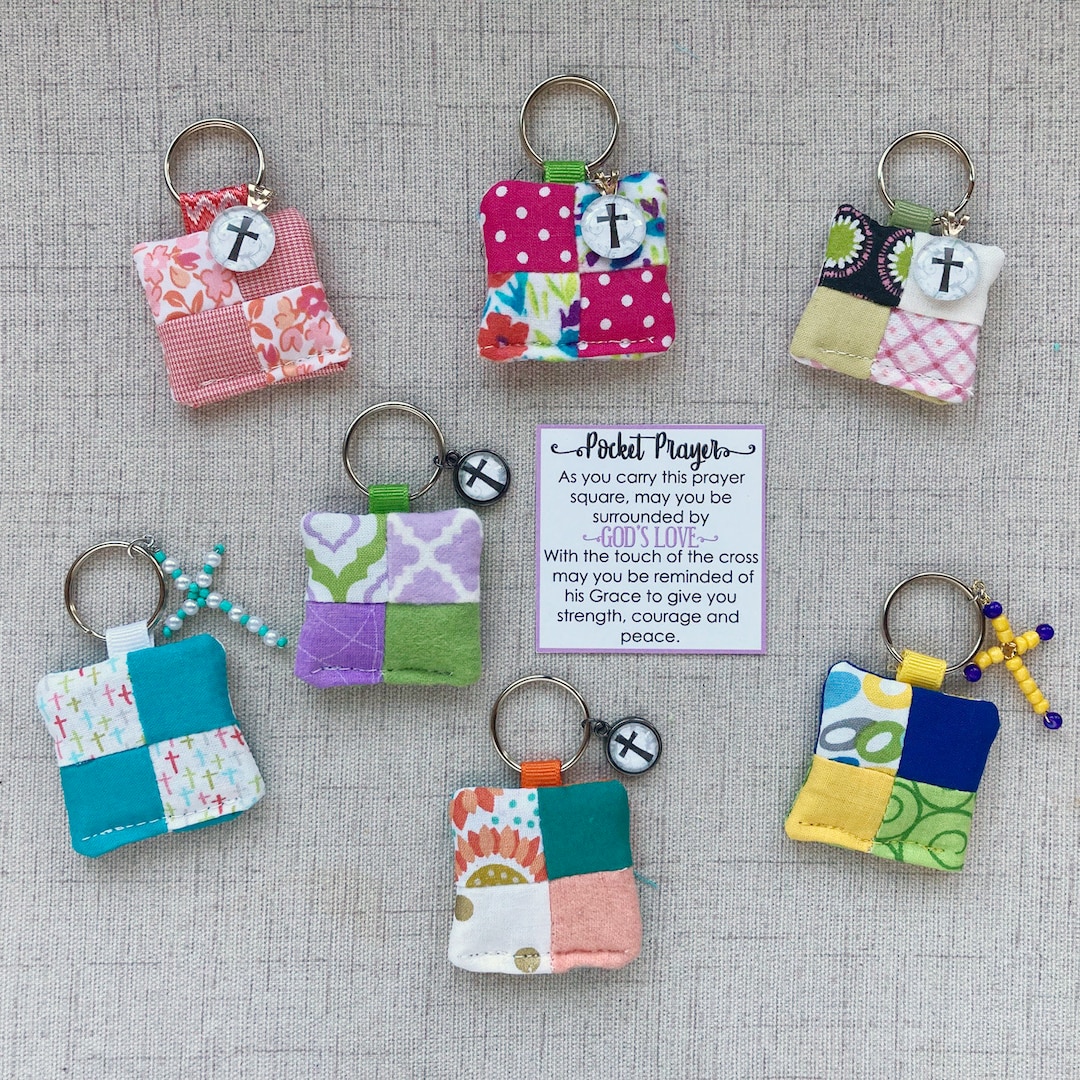 Prayer Square Keychain, Pocket Prayer, Bible Study Group Gifts, Quilted ...