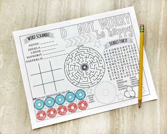 Donut Activity Sheet Donut Party Games Donut Birthday | Etsy