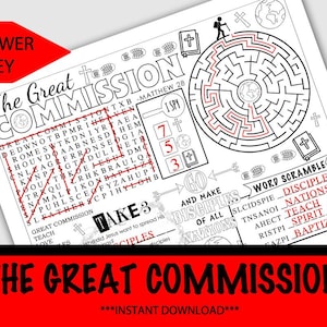 The Great Commission Activity Sheet, Great Commission Worksheet, Bible ...