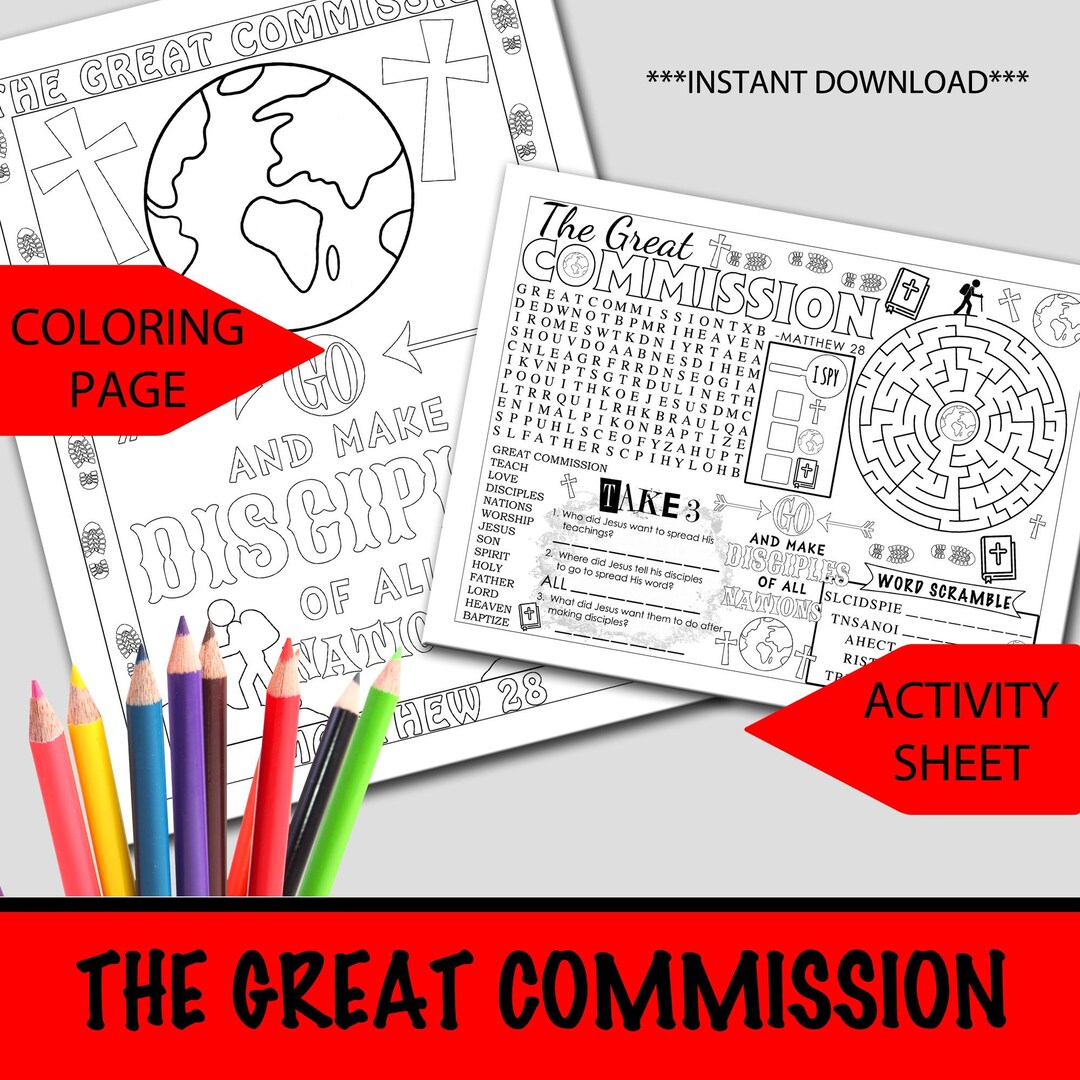 The Great Commission Activity Sheet, Great Commission Worksheet, Bible ...