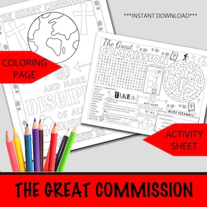 The Great Commission Activity Sheet, Great Commission Worksheet, Bible ...
