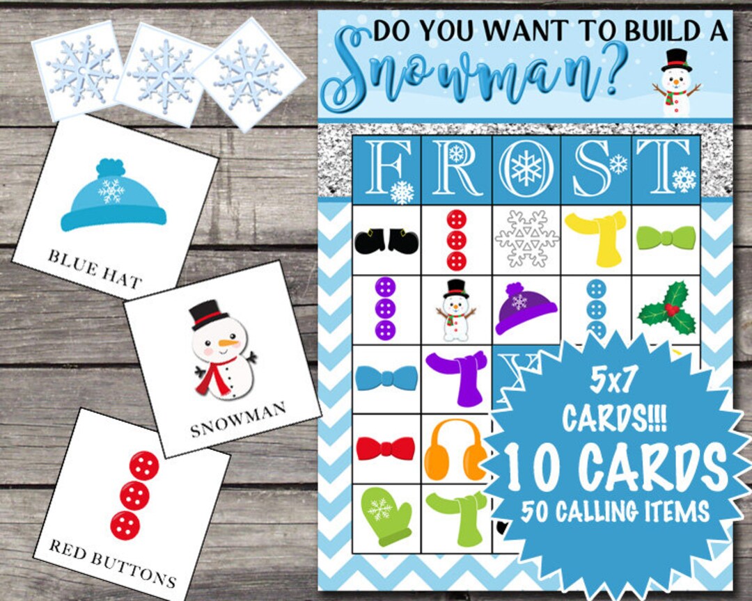 Snowman Bingo 10 Printable Cards INSTANT DOWNLOAD - Etsy