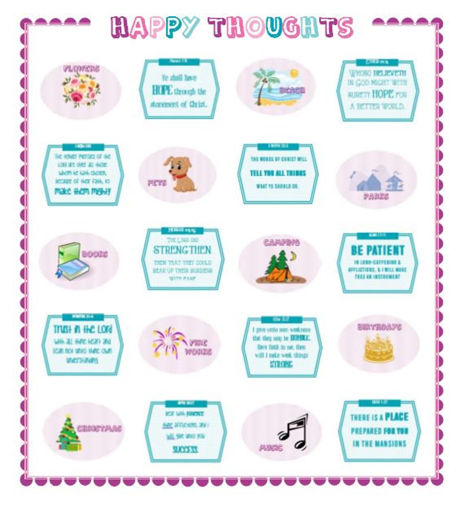 Happy Thoughts Activity & Craft Faith in God Activity Days - Etsy