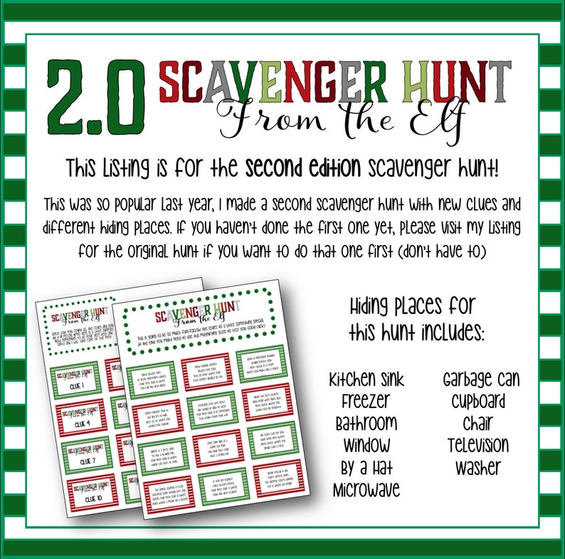 Scavenger Hunt From the Elf SECOND Edition Quick, Easy and Fun Activity ...