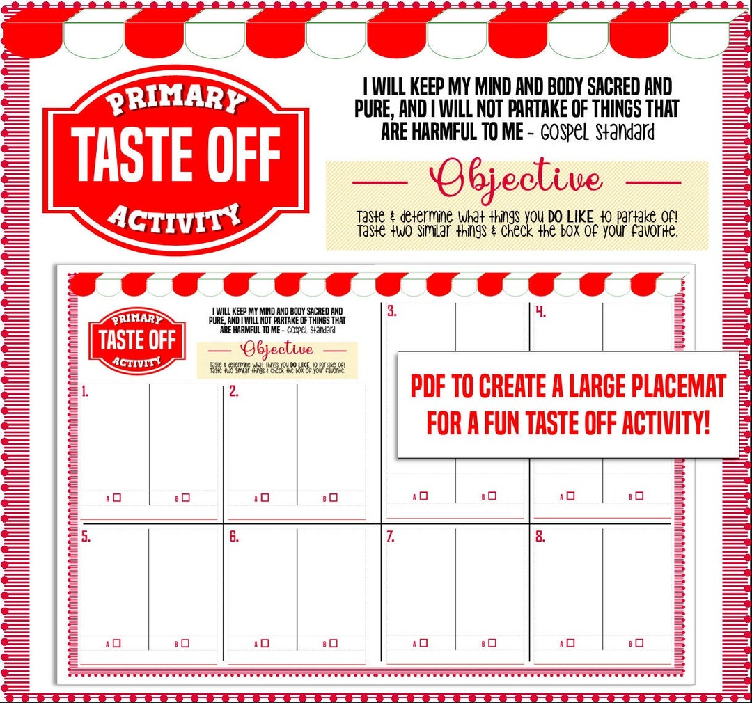 Primary Activity Taste off - Fun Food Tasting Activity Days! - Etsy