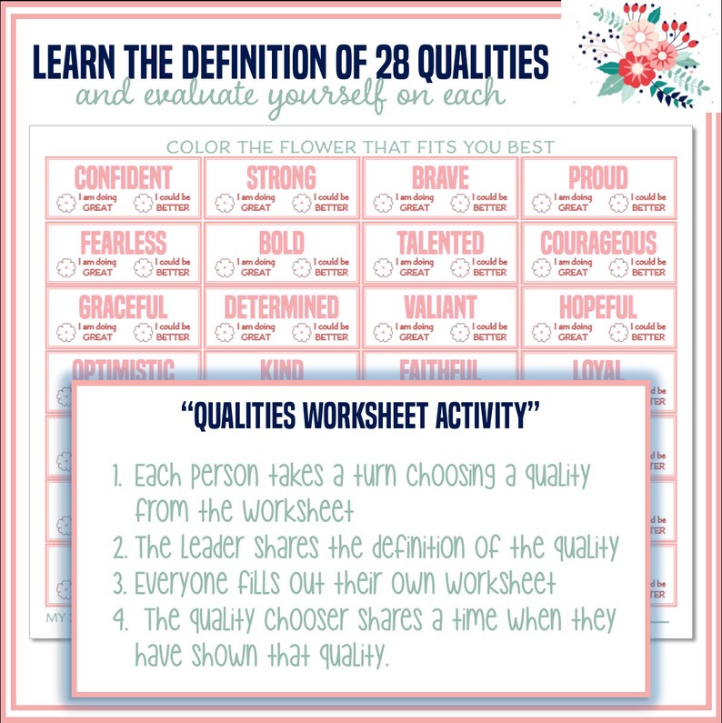 Empowering Qualities Activity: Worksheet, Card & Bookmark (PDF) - Etsy