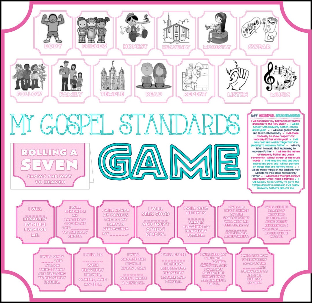 My Gospel Standards Game - Activity Days, Family Home Evening, Sunday ...