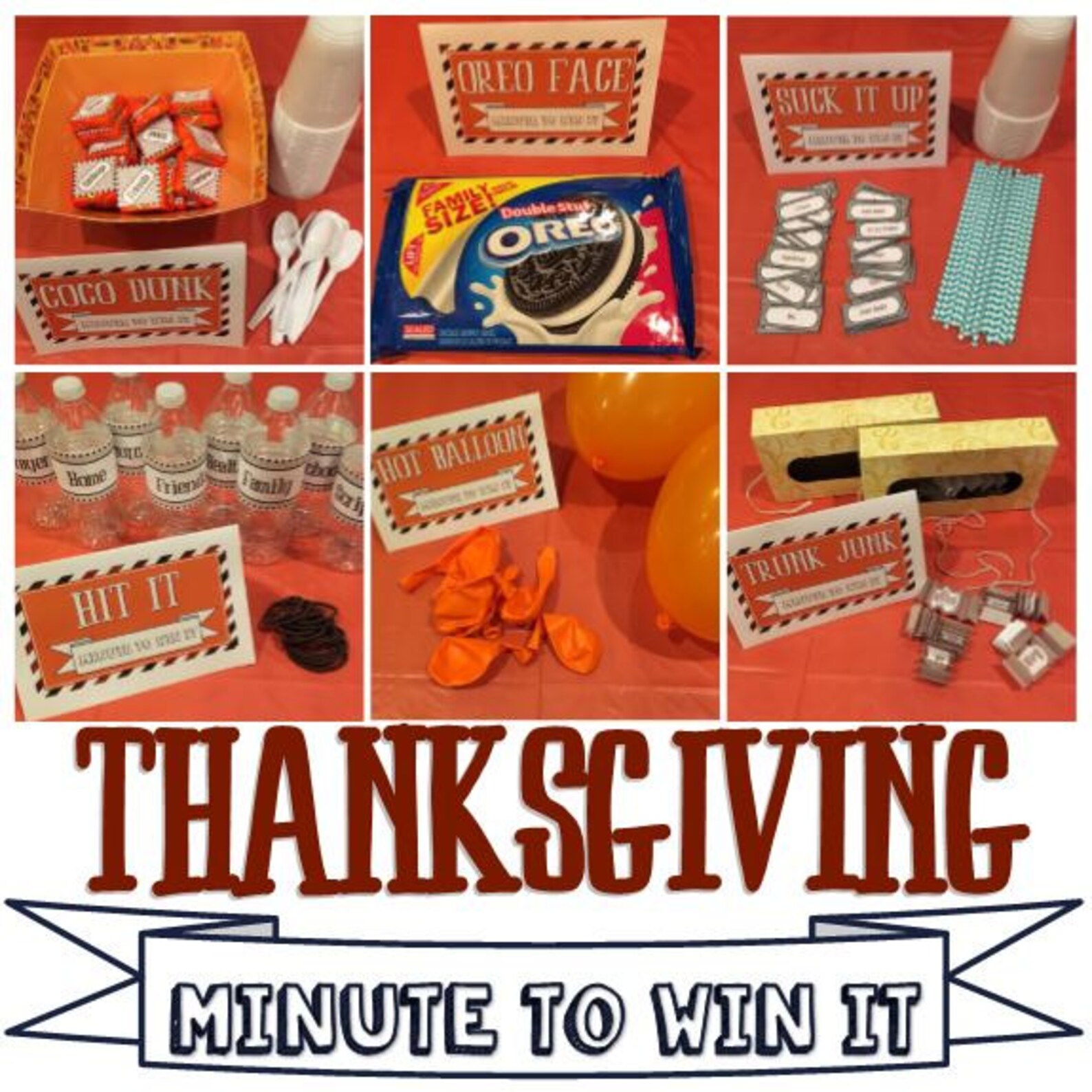 Thanksgiving Minute to Win It Family or Group Game Kid Friendly and Fun ...