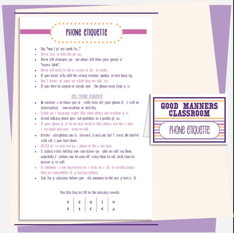 Good Manners School - Group Activity OR Booklet - Instant Download - Etsy