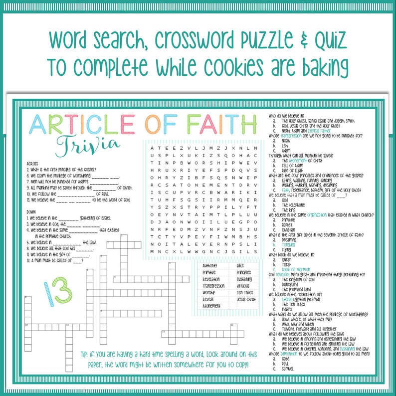 Articles of Faith Cookies Make Cookies While Learning and - Etsy