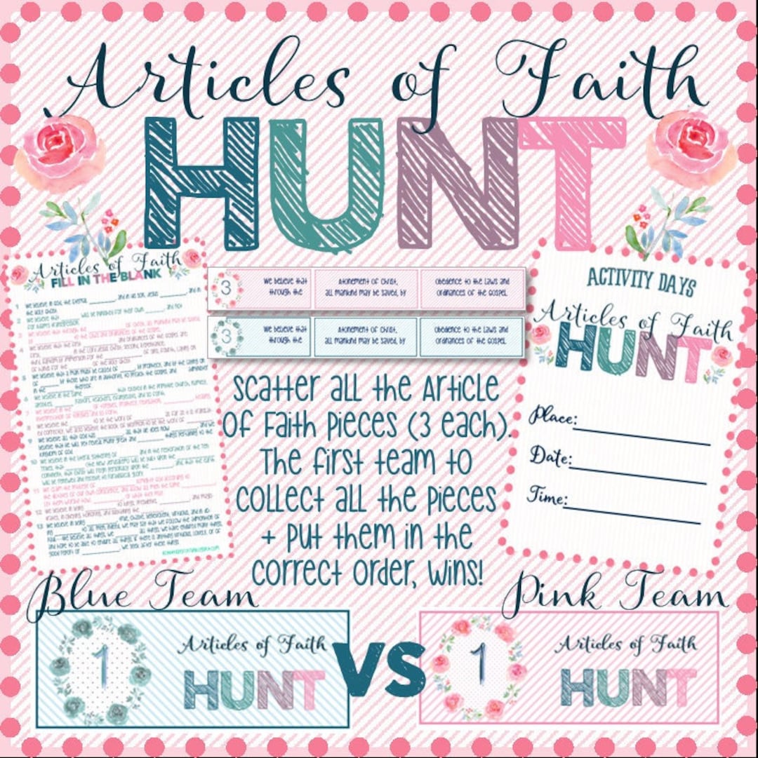 Articles of Faith Hunt Activity - Family Home Evening, Activity Days ...