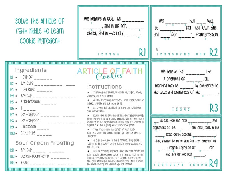 Articles of Faith Cookies Make Cookies While Learning and - Etsy