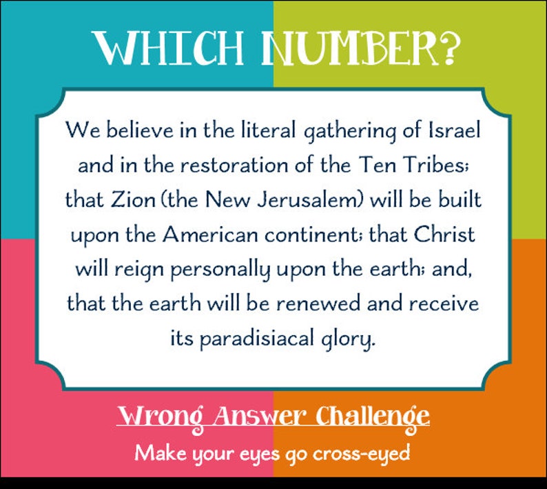 Articles of Faith Trivia Cards: Primary Activity, FHE (digital Download ...