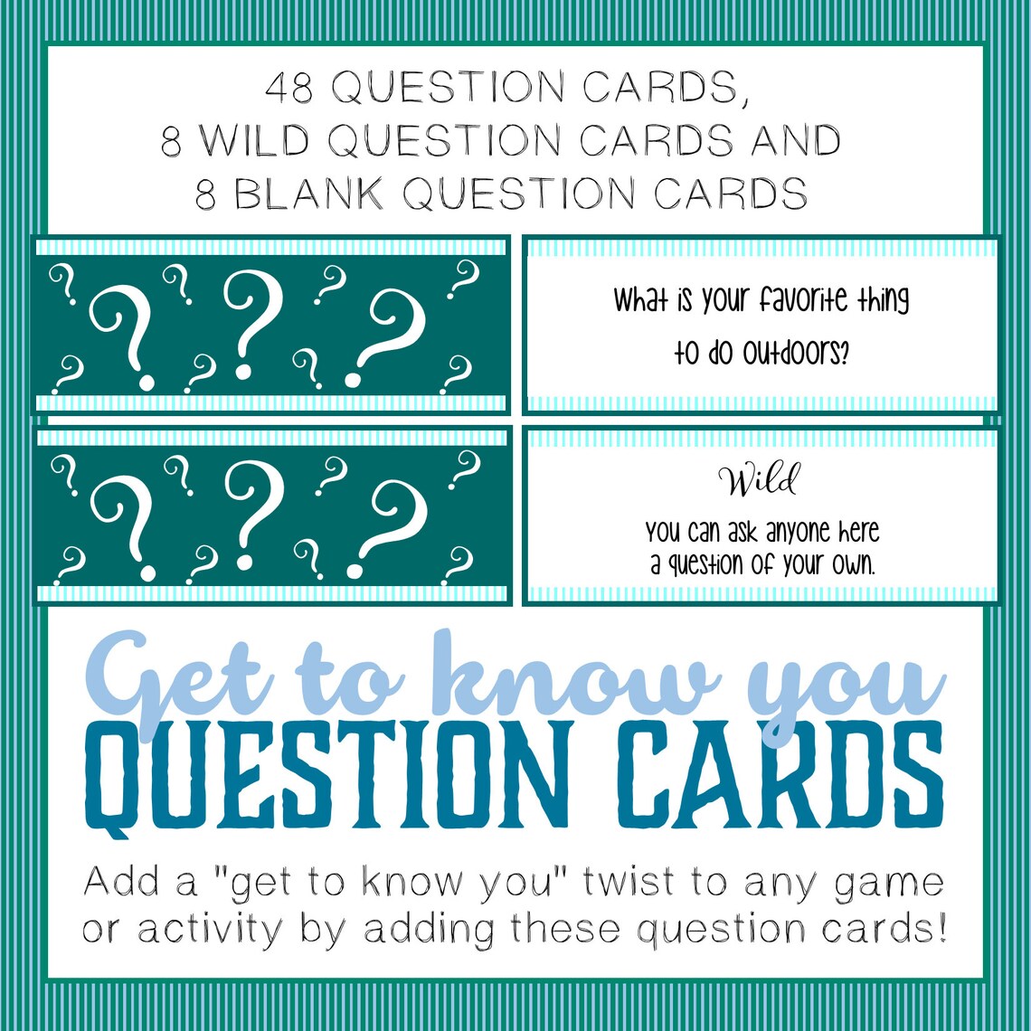 50 Get to Know You Question Cards Make These Work With Your - Etsy