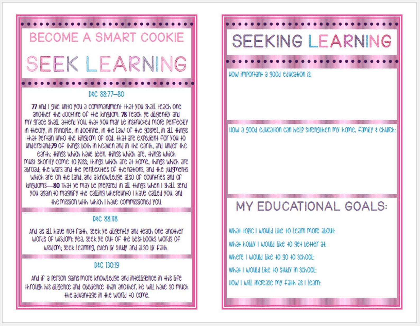 Learning Lesson seek Learning Activity on Doctrine and - Etsy