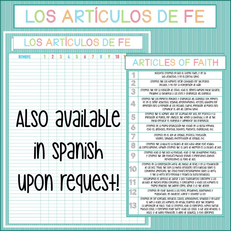 Articles of Faith Mastery: Handout & Tracker Set (digital Download) - Etsy