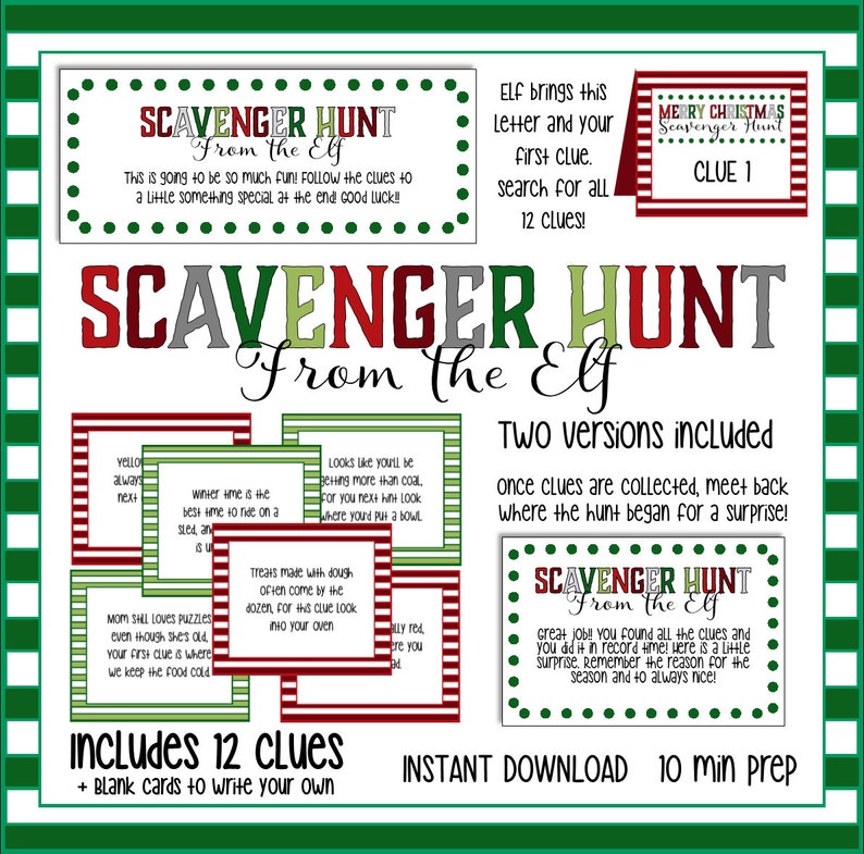 Scavenger Hunt From the Elf! Quick, Easy and FUN Activity From Your Elf ...