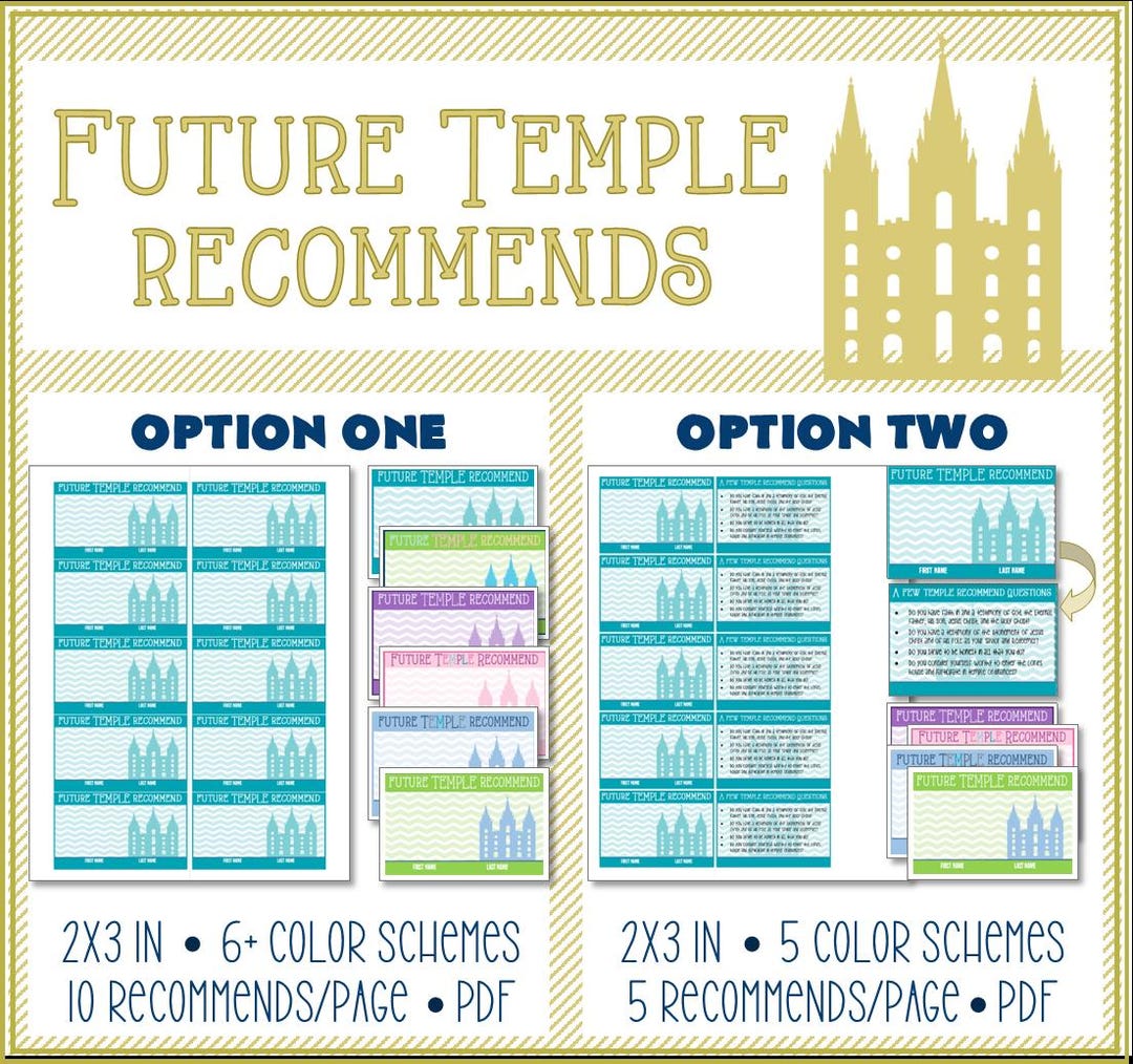 FUTURE Temple Recommend - Latter Day Saint Temple Lesson Help - Etsy