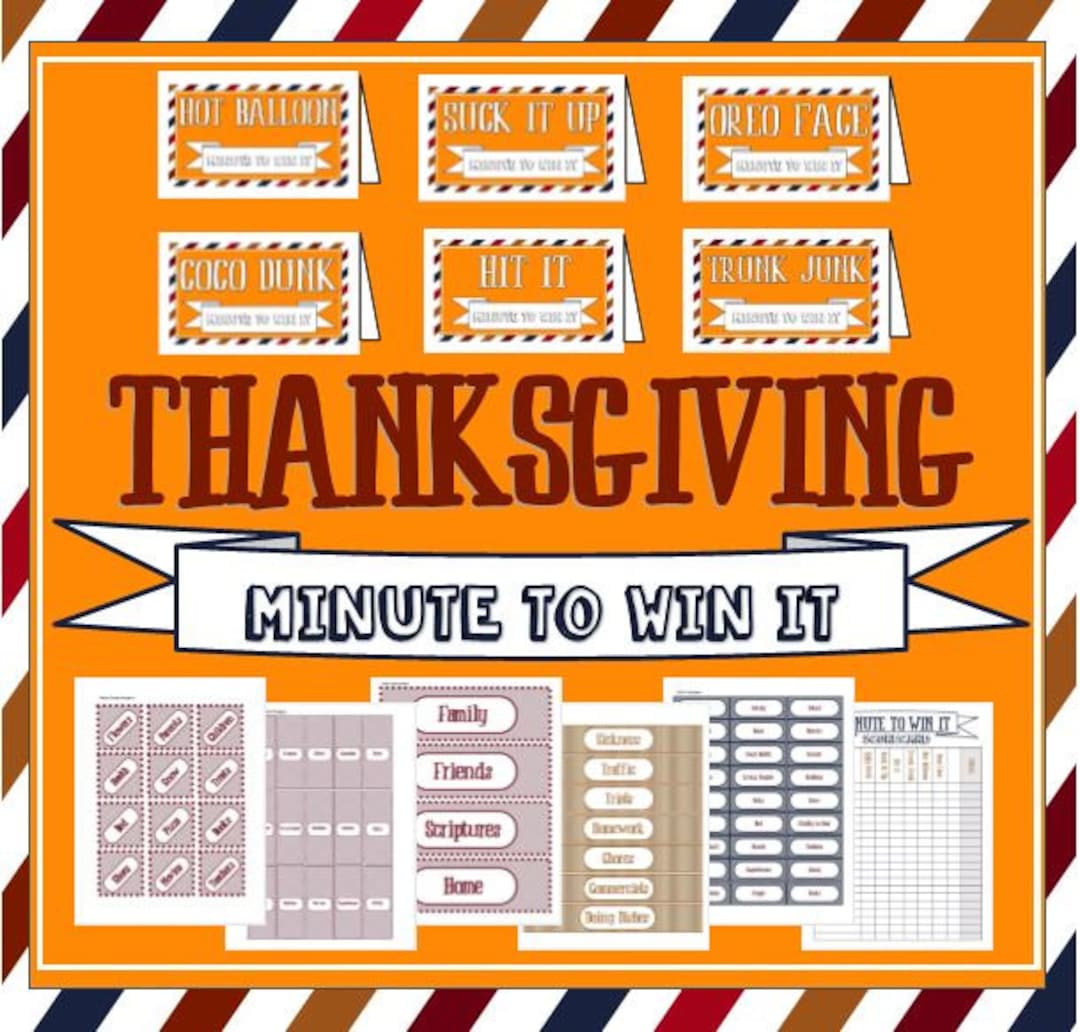 Thanksgiving Minute to Win It - Family or Group Game - Kid Friendly and ...