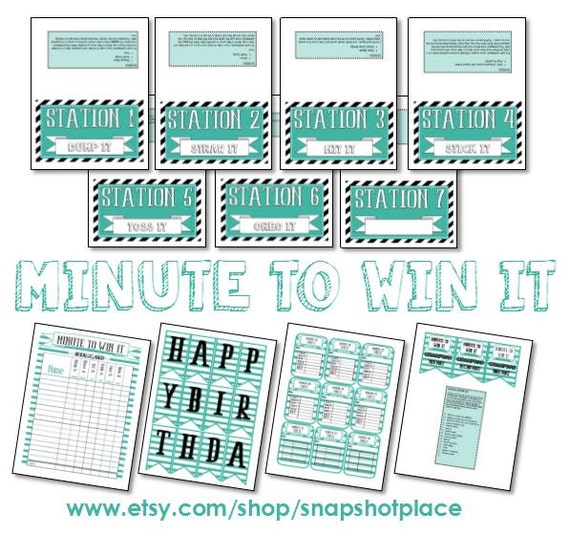 Minute to Win It Instant Download Family Game Group Game | Etsy