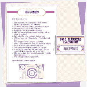 Good Manners School - Group Activity OR Booklet - Instant Download - Etsy