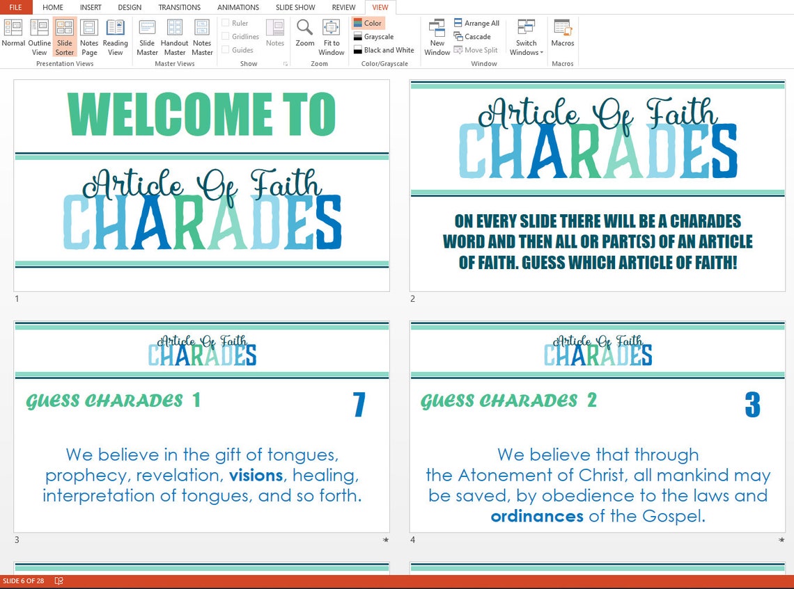 Article of Faith Charades - Primary Activity - Powerpoint Led Activity ...