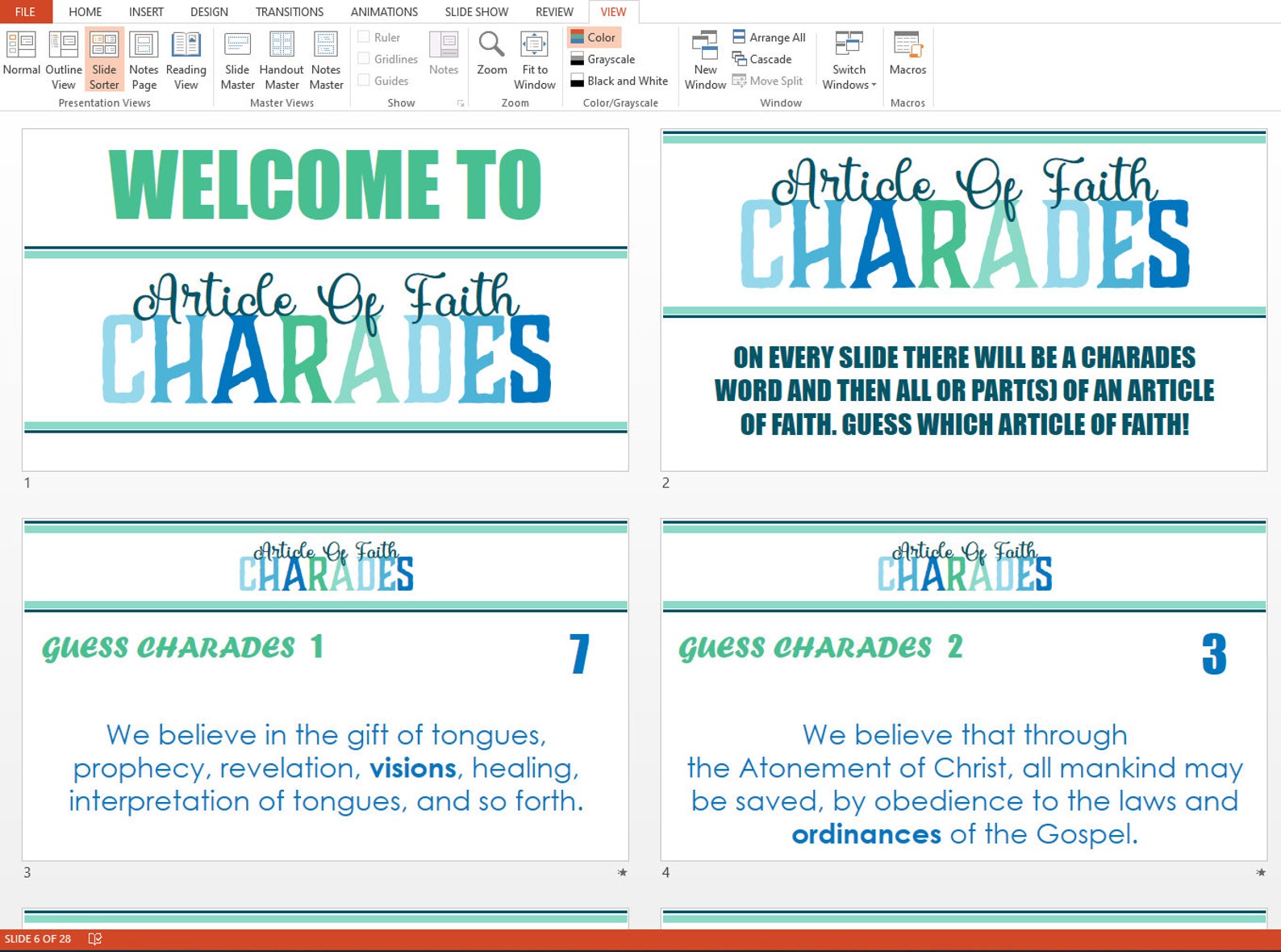 Article of Faith Charades Primary Activity Powerpoint Led - Etsy