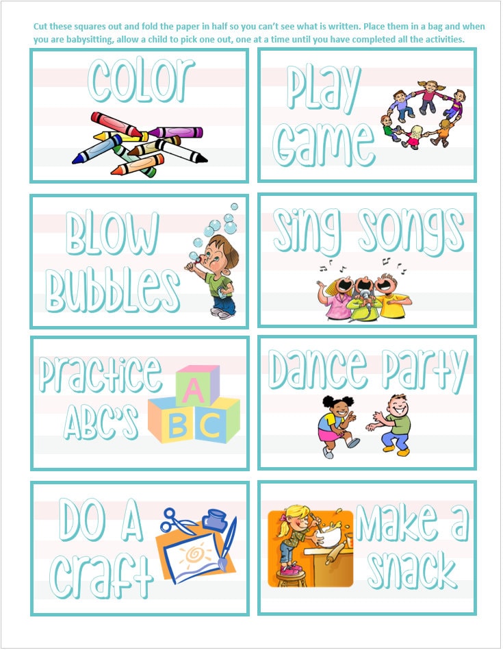 Babysitting Kit - Activity Days Activity - Be a Prepared Babysitter! - Etsy