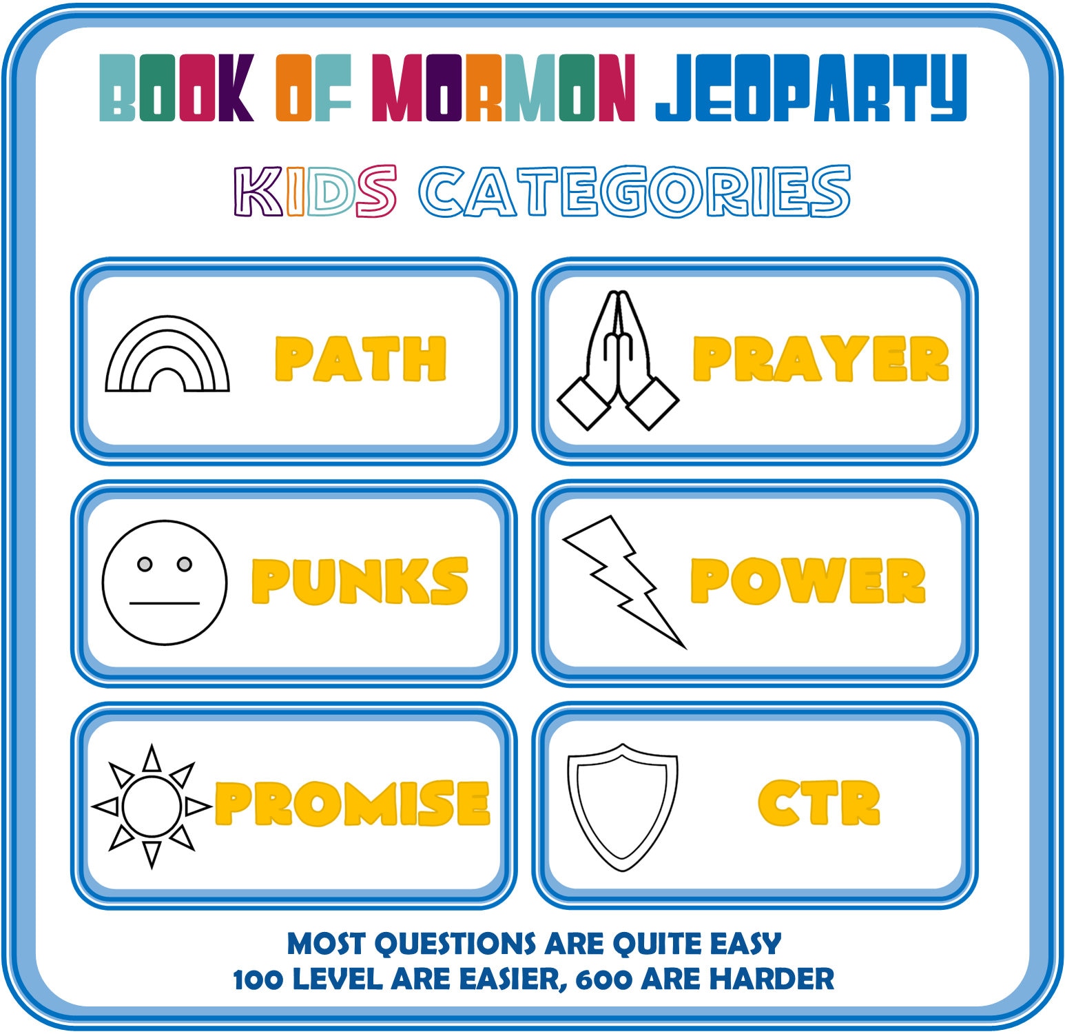 Book of Mormon "jeoparty" - Book of Mormon Activity for Kids AND Youth ...