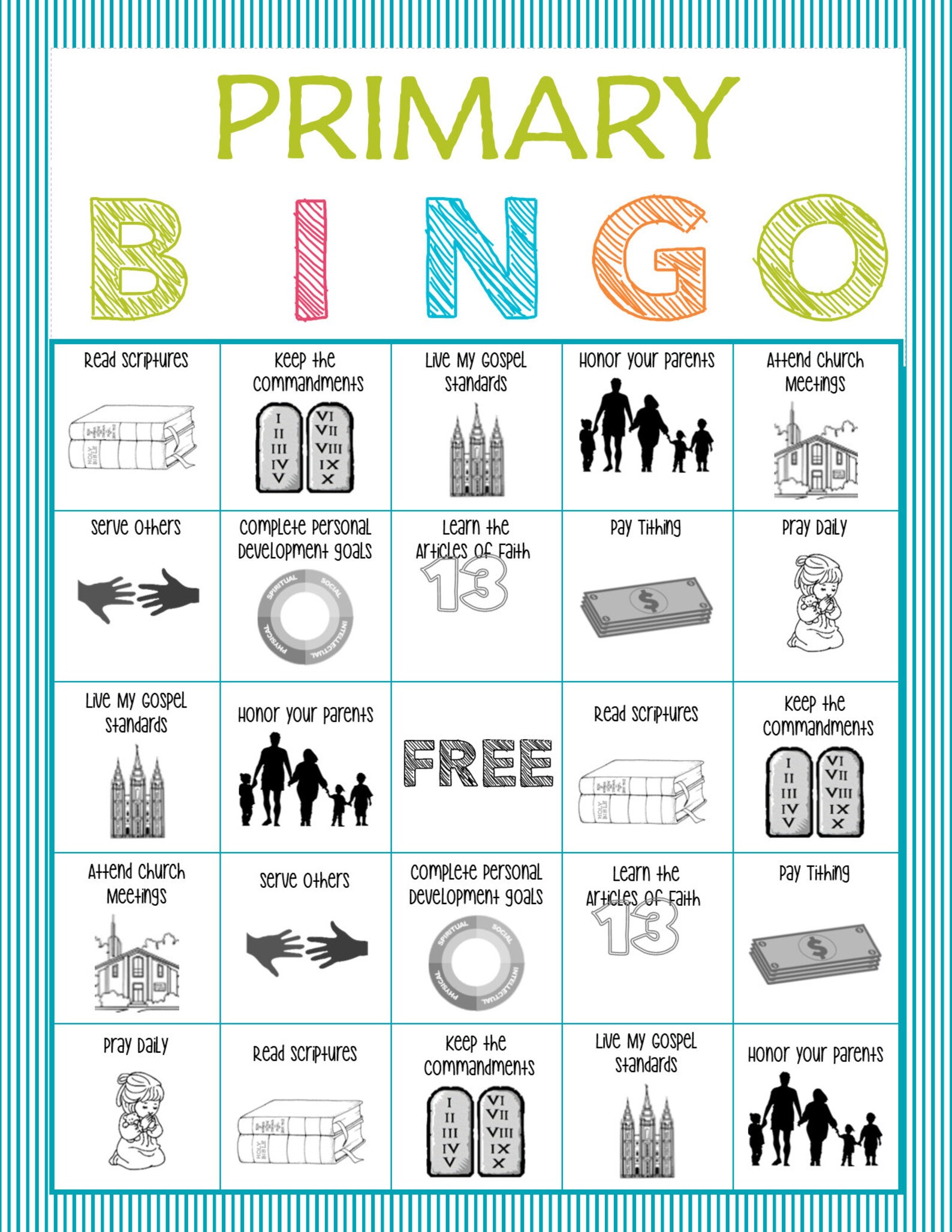 Primary Bingo Game Holiday Themed Primary Activity Family - Etsy