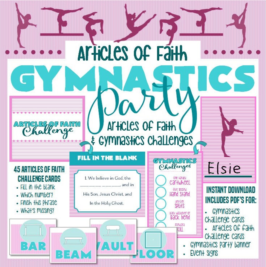 Articles of Faith Gymnastics Party: Challenge Cards (PDF Download) - Etsy