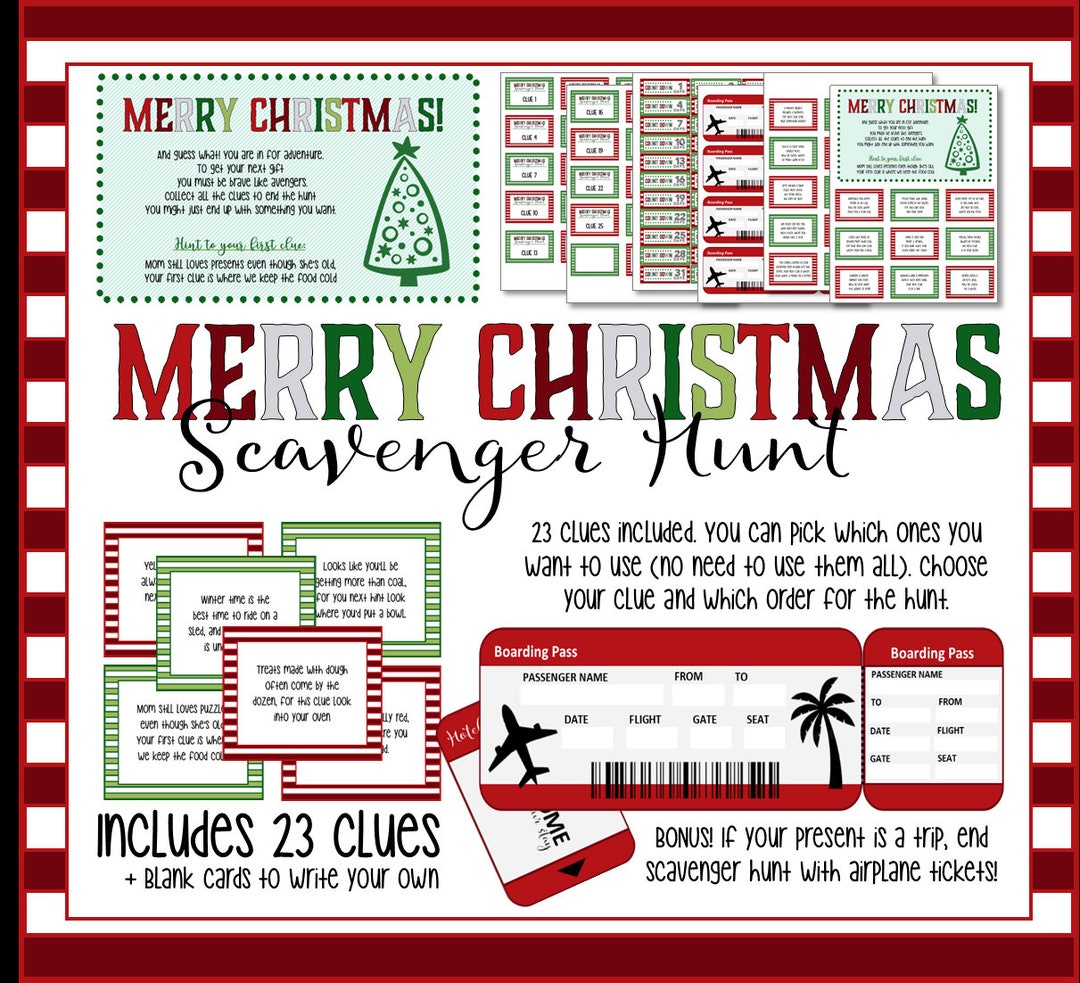 Christmas Present Scavenger Hunt - Big Present or Trip Reveal- Instant ...