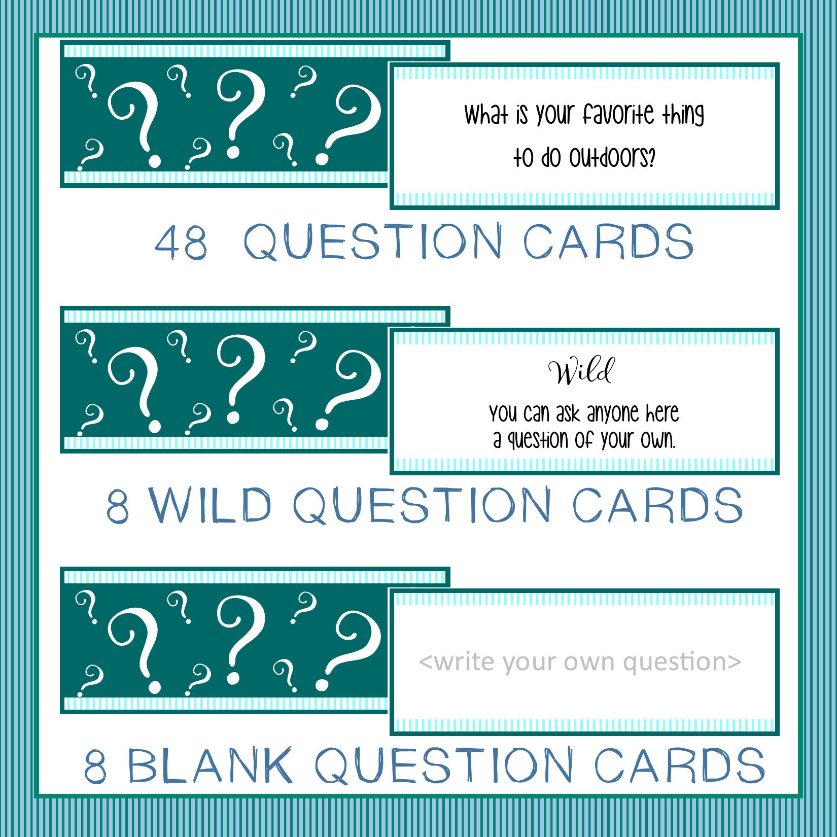 50 Get to Know You Question Cards Make These Work With Your - Etsy