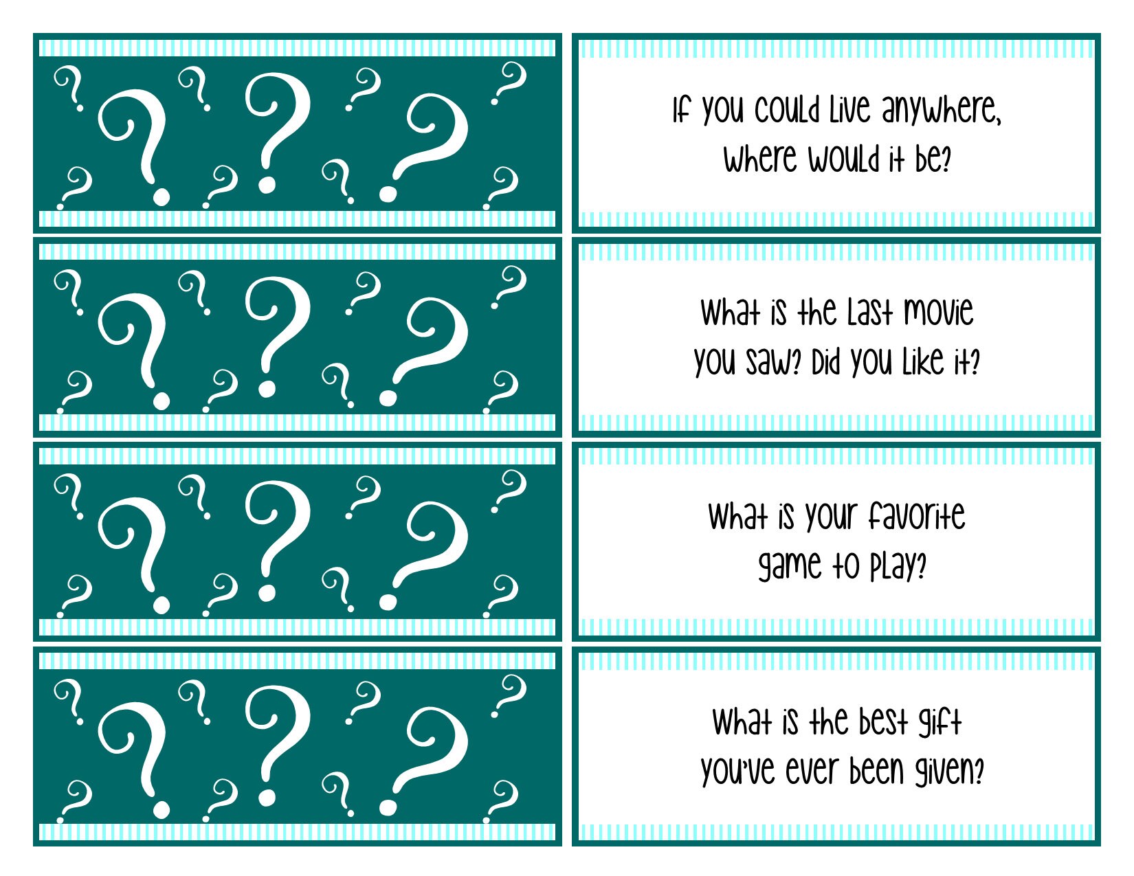 50 Get to Know You Question Cards Make These Work With Your - Etsy