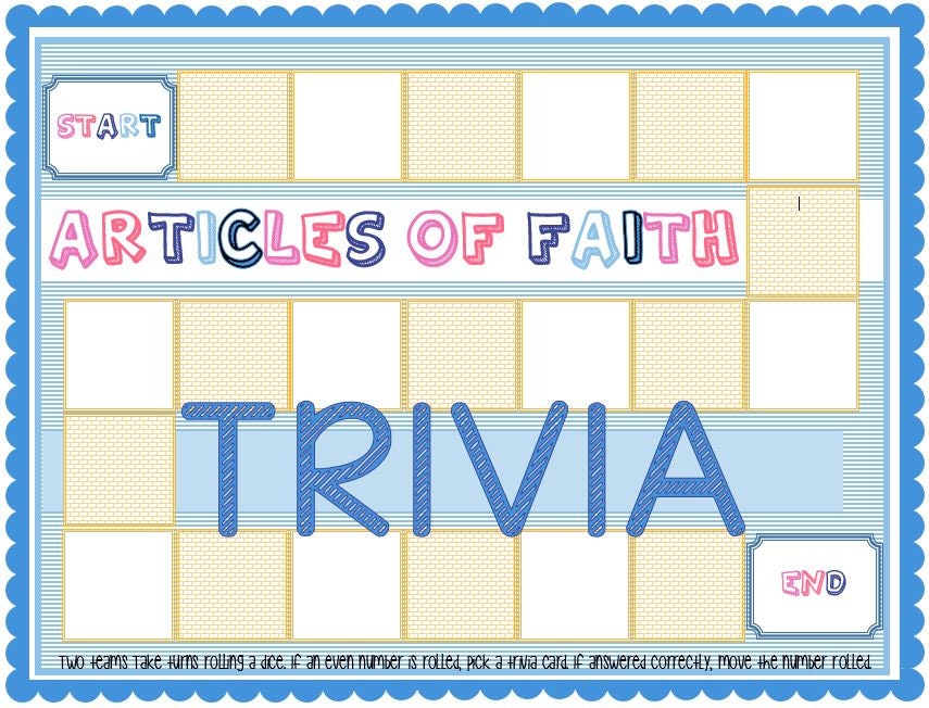 Articles of Faith Trivia Game: Sunday School Activity (digital Download ...