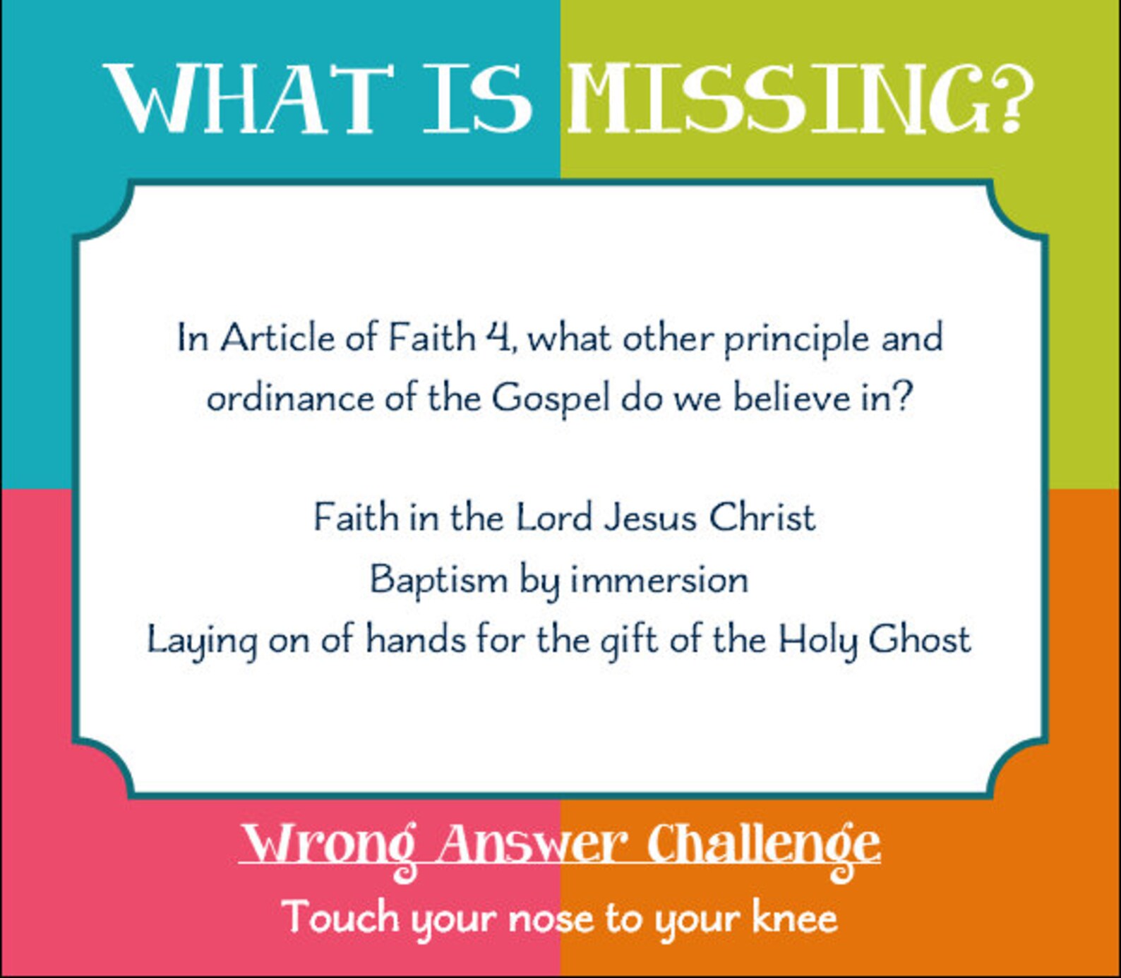 Articles of Faith Trivia Cards: Primary Activity, FHE (digital Download ...