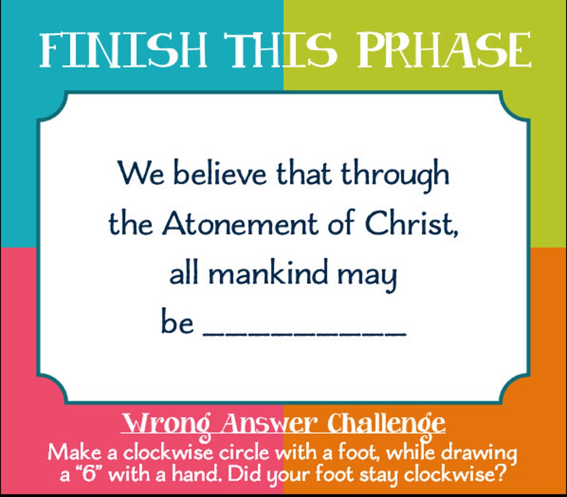 Articles of Faith Trivia Cards: Primary Activity, FHE (digital Download ...
