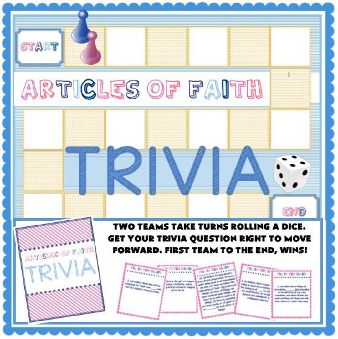 Articles of Faith Trivia Game: Sunday School Activity (digital Download ...