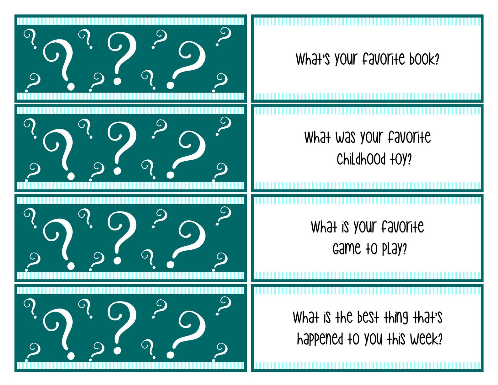 50 Get to Know You Question Cards Make These Work With Your - Etsy