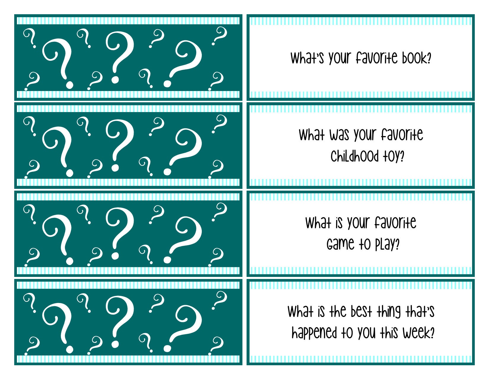 50 Get to Know You Question Cards Make These Work With Your - Etsy