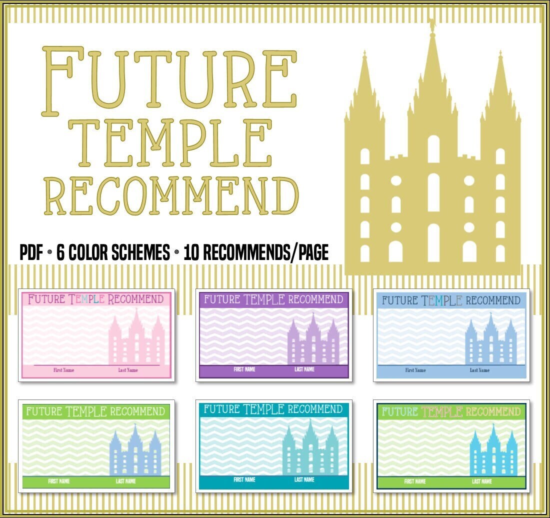 FUTURE Temple Recommend Latter Day Saint Temple Lesson Help - Etsy