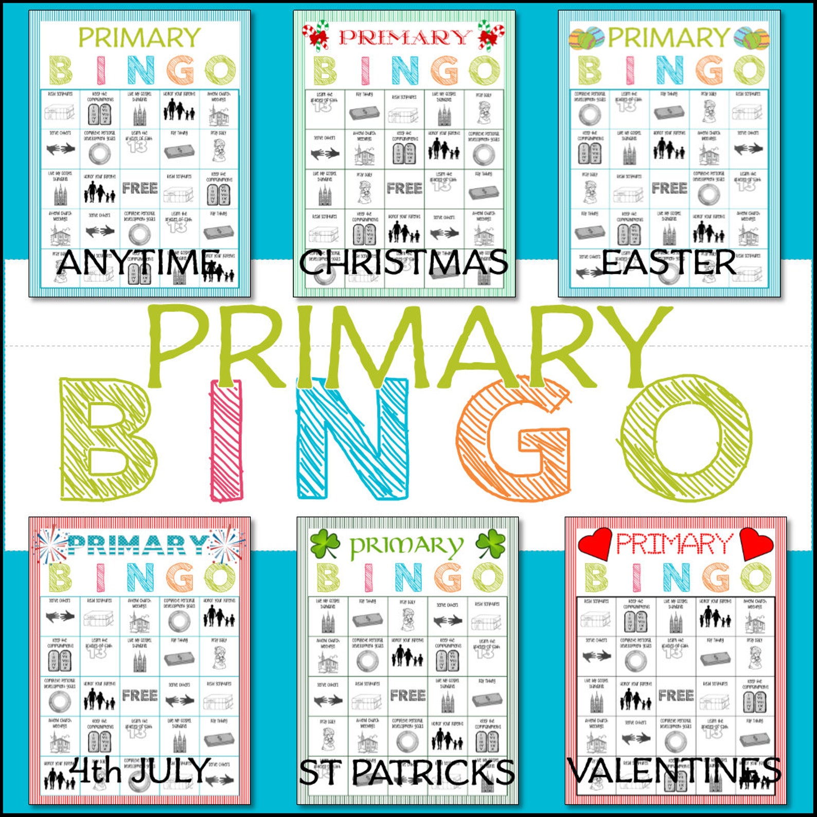 Primary Bingo Game Holiday Themed Primary Activity Family - Etsy