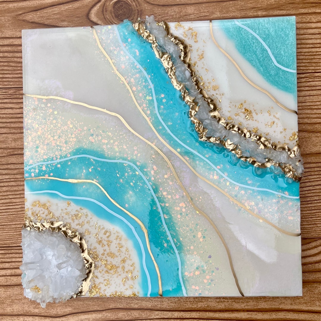 Resin Geode Painting - Crystal - Gold - Rock - Agate - Resin - Textured ...
