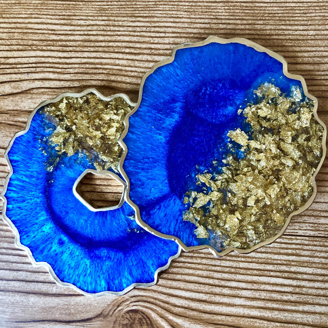 Resin Beach Geode Coasters - Beach - Ocean - Resin - Gold - Crystal ...