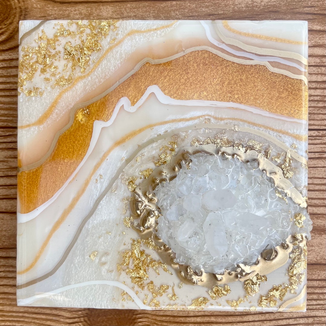 Resin Geode Painting - Crystal - Gold - Rock - Agate - Resin - Textured ...